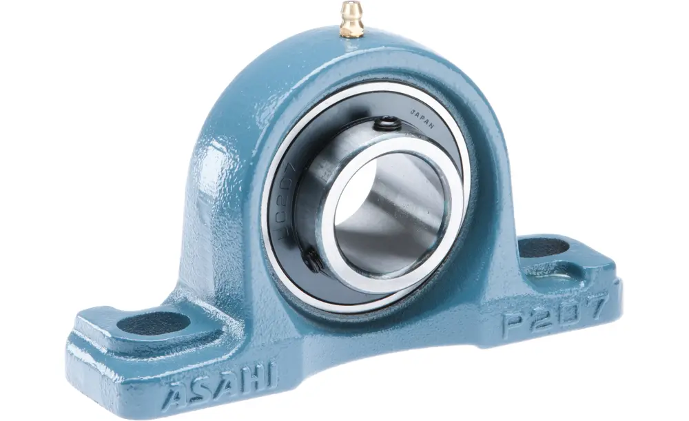 ASAHI Stehlagereinheit mit langem Fuß, Grauguss mit Gewindestiftbefestigung