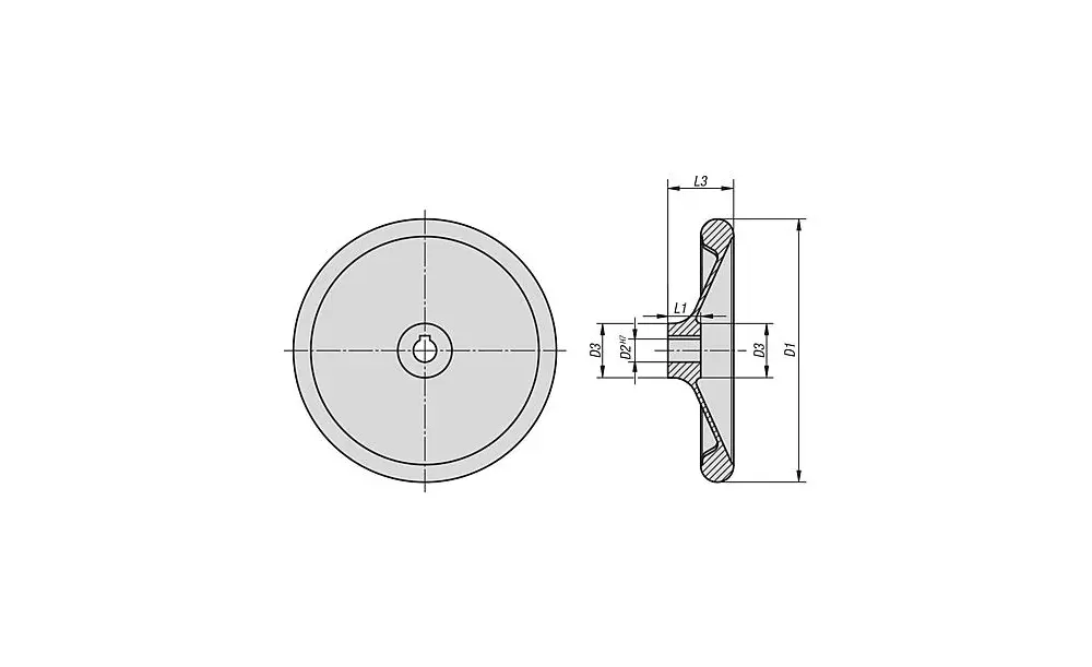06279-1160X16 - NORELEM Scheibenhandrad Alu ähnl. DIN 950