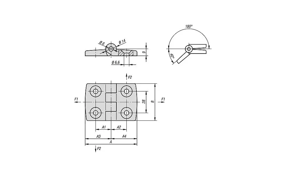 27872-402323 - NORELEM Scharnier aus Aluminium