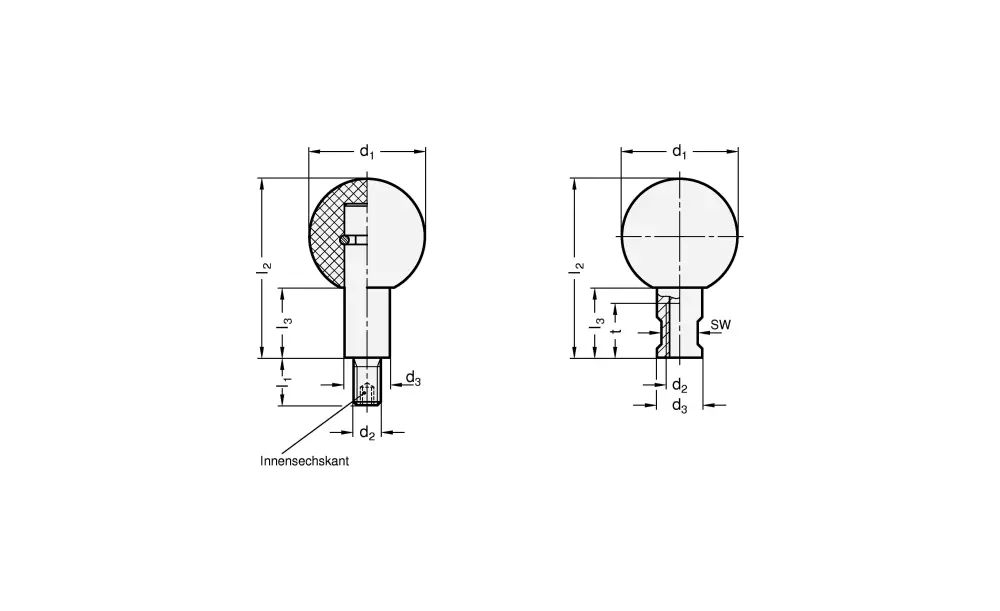 GANTER Kugelknöpfe GN319.2, drehbar, Form A