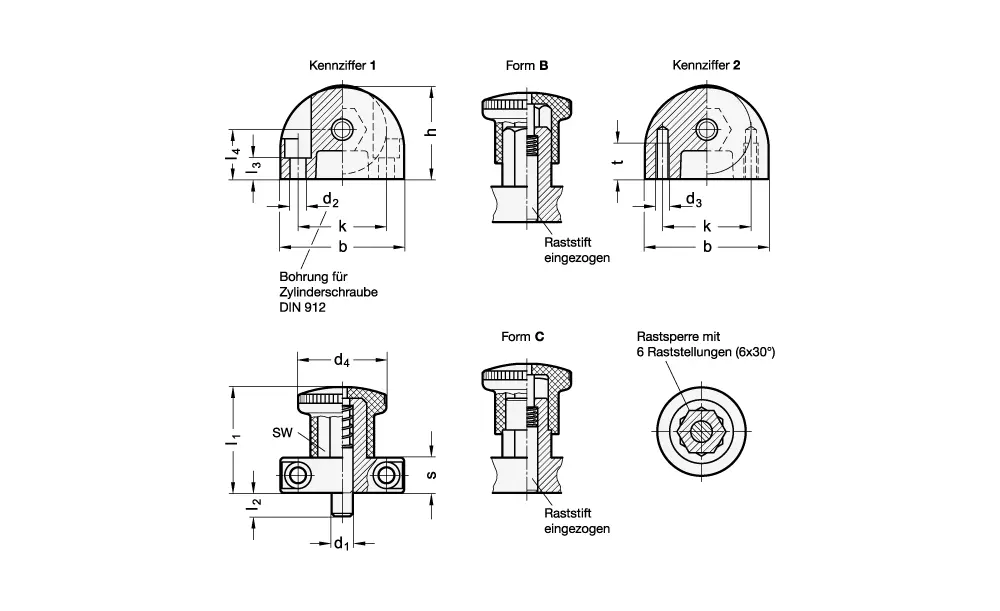 GN412-5-35-B-1 - GANTER Rastbolzen mit Anschraubflansch